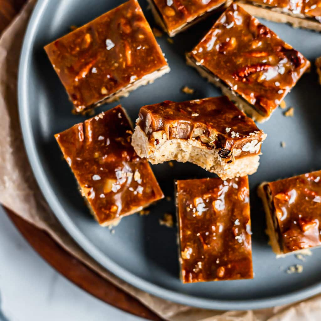Caramel Pecan Shortbread Bars - The Floured Table