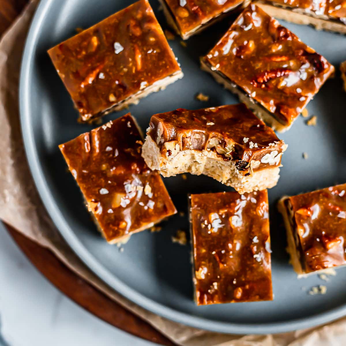 Caramel Pecan Shortbread Bars - The Floured Table