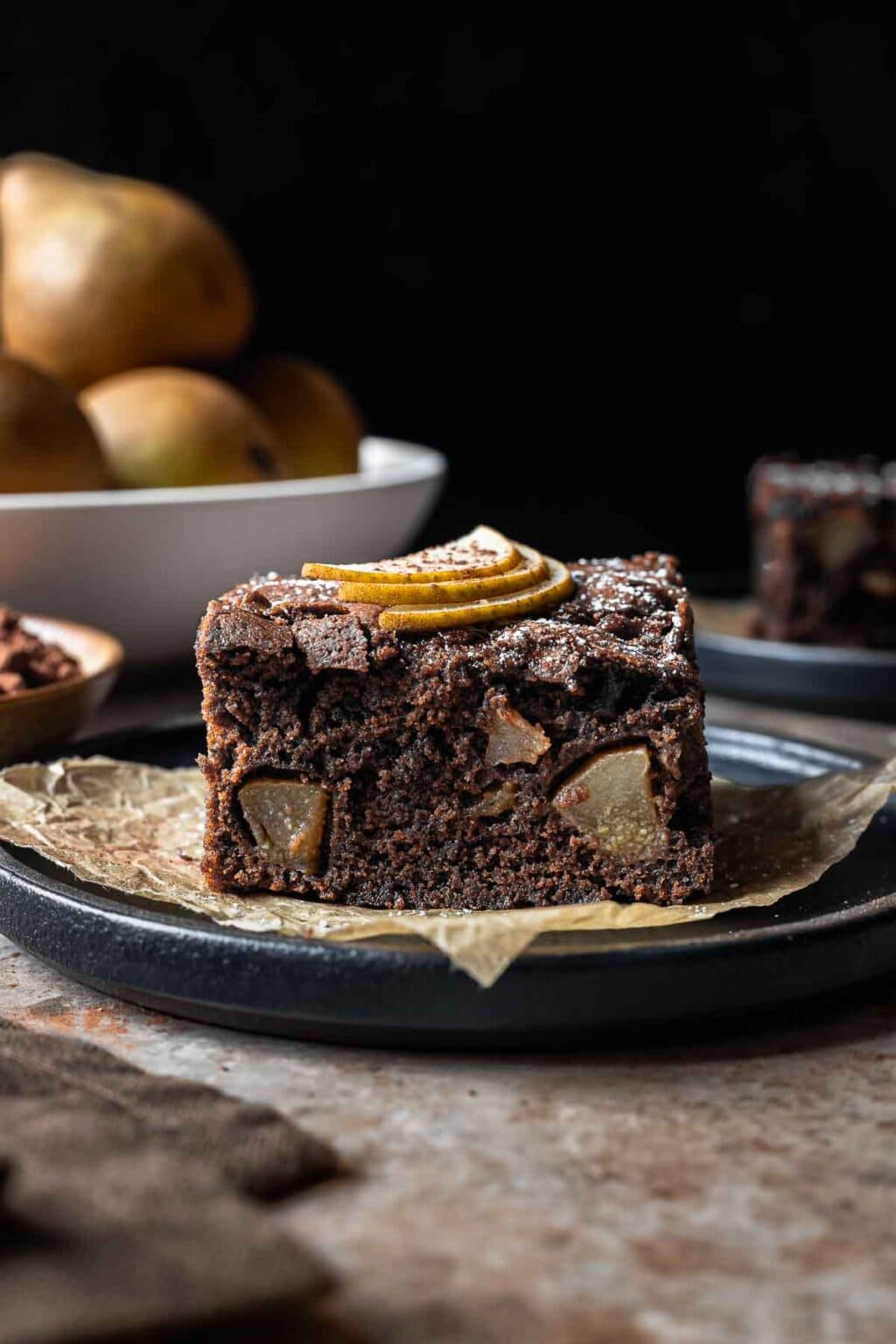 Moist Chocolate Pear Cake with Spices (Easy, One-Bowl Recipe)